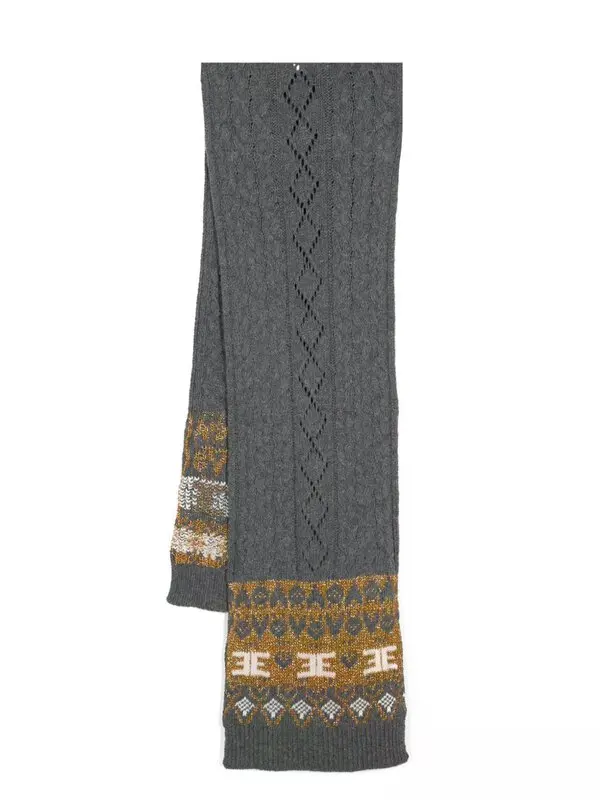 ERMANNO FIRENZE Intarsia-logo Scarf - Grey