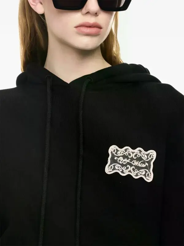 Off-White Lace Logo Appliqué Cotton Hoodie
