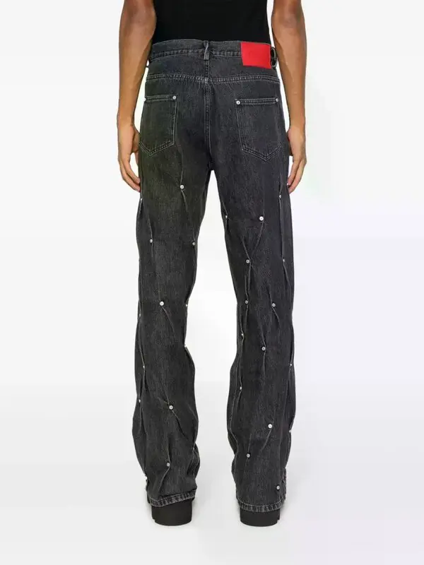 KUSIKOHC Multi-rivet Straight-leg Jeans - Black