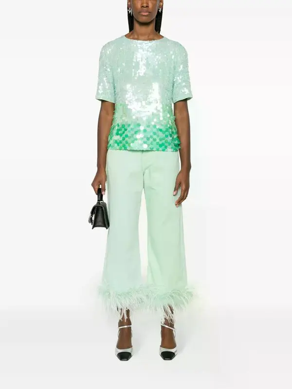 P.a.r.o.s.h Feather-trimmed Straight-leg Jeans