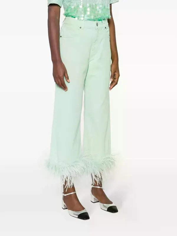 P.a.r.o.s.h Feather-trimmed Straight-leg Jeans