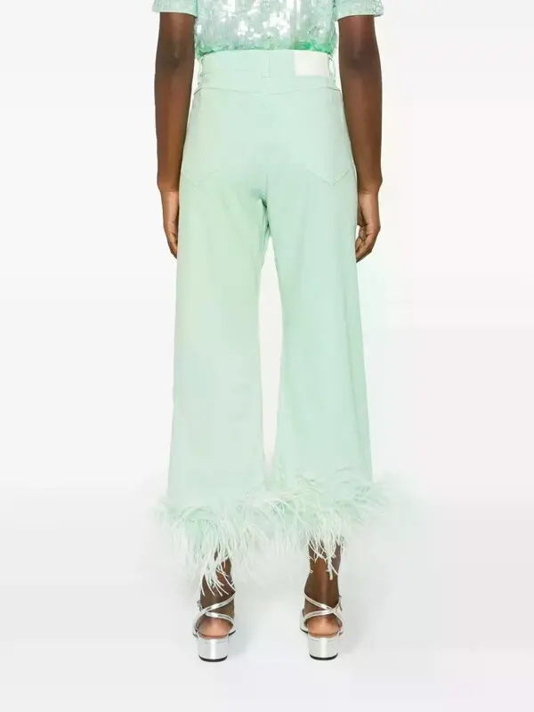 P.a.r.o.s.h Feather-trimmed Straight-leg Jeans