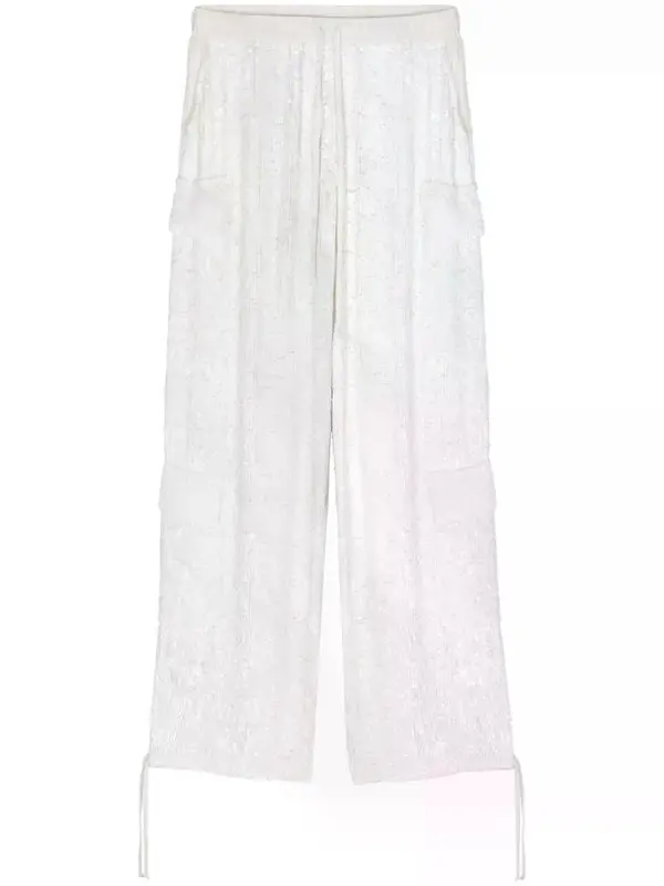 P.a.r.o.s.h Sequinned Cargo Trousers - White