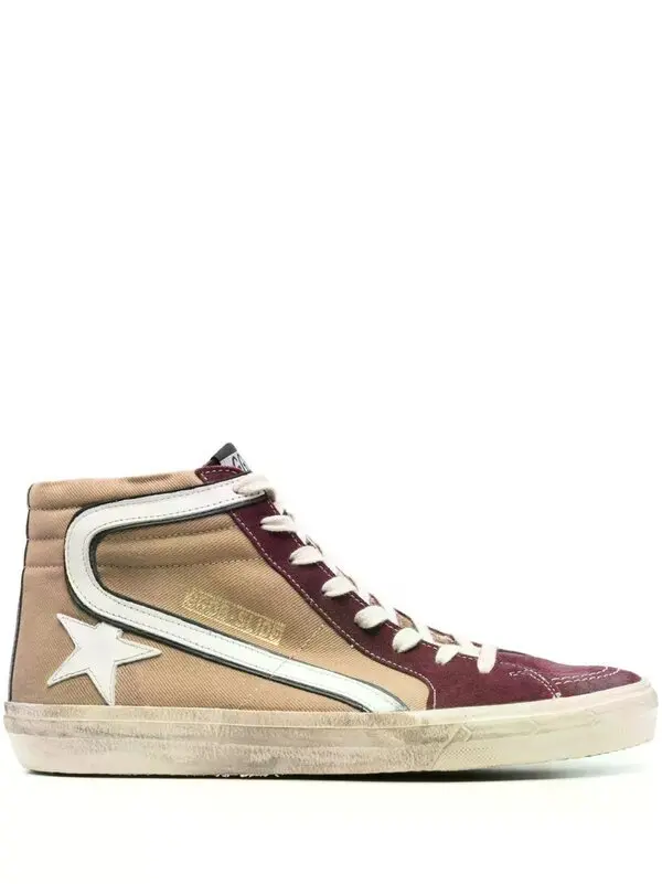 GOLDEN GOOSE Slide Logo-patch High Top Sneakers - Neutrals