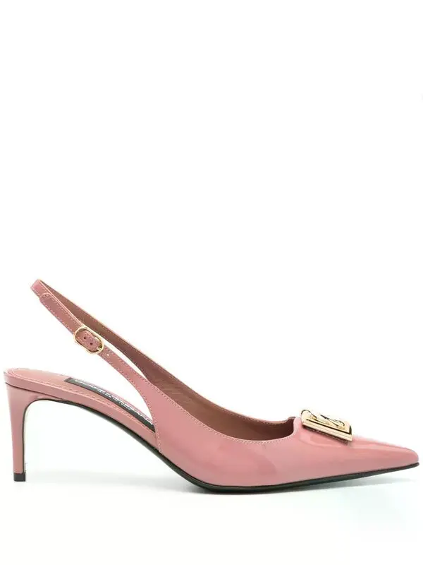 Dolce & Gabbana Patent Logo Plaque Slingback Pumps - Pink