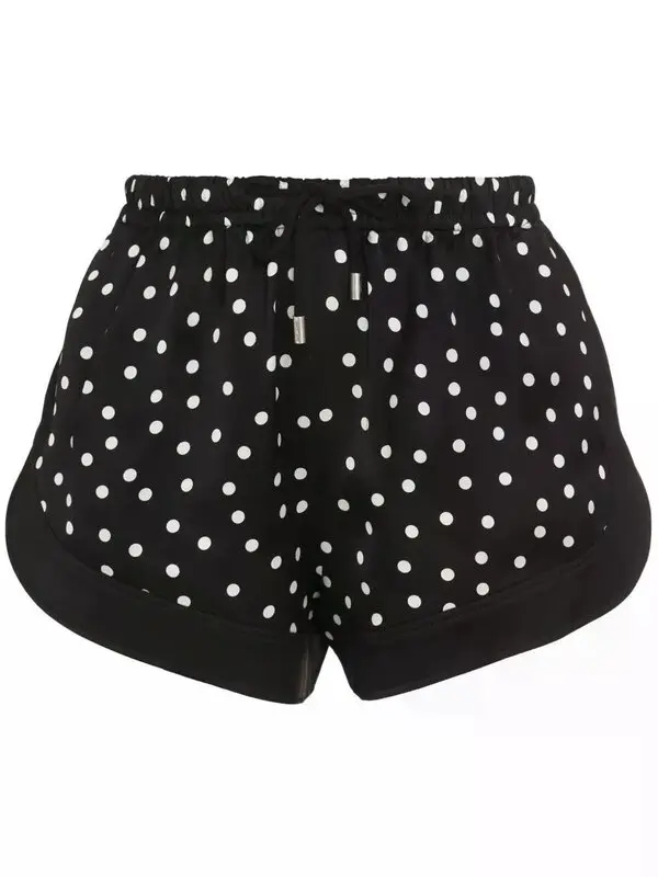 Saint Laurent High-waist Polka-dot Silk Shorts - Black