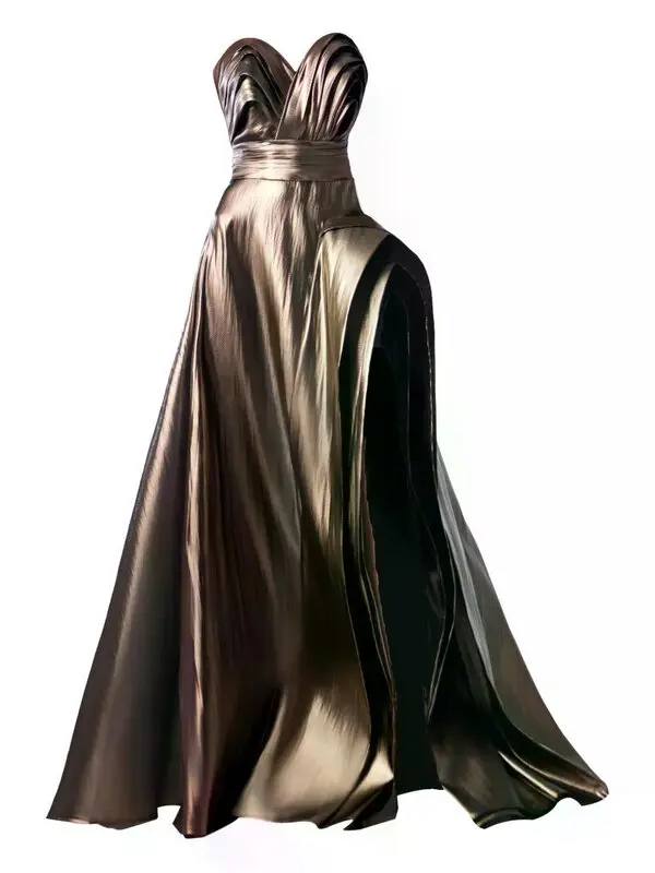 GABY CHARBACHY Strapless Draped Gown With High Slit