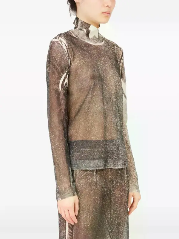 MAISON MARGIELA Graphic Print High Neck Silk Top