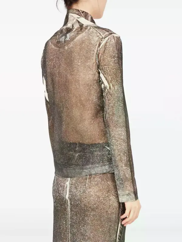 MAISON MARGIELA Graphic Print High Neck Silk Top