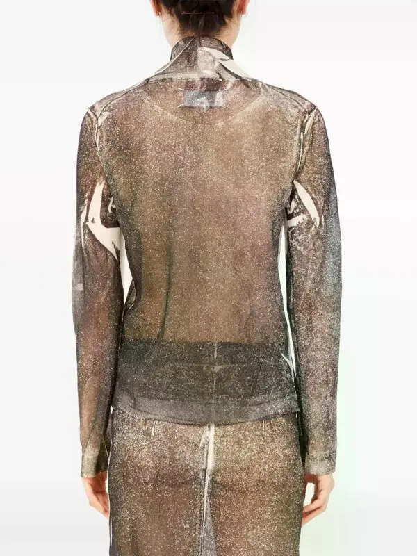 MAISON MARGIELA Graphic Print High Neck Silk Top