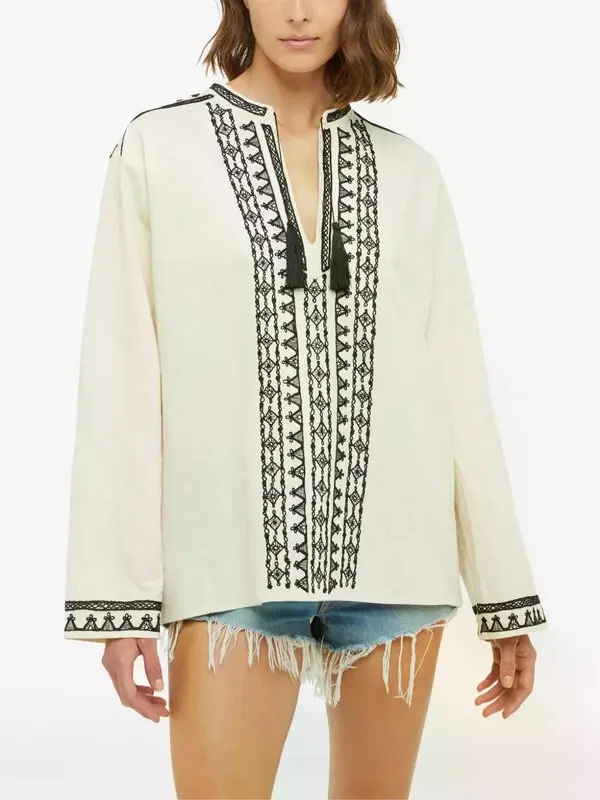 Alanui Embroidered Tassel Detail Shirt
