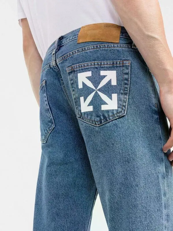 Off-White Logo-print Straight-leg Jeans