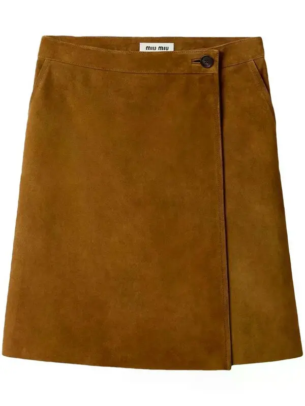 Miu Miu Suede Wrap Skirt - Brown
