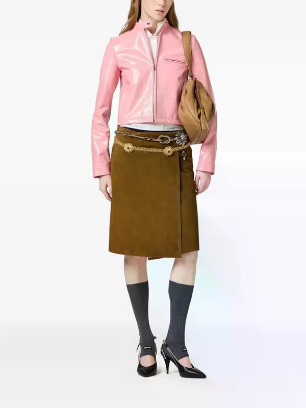 Miu Miu Suede Wrap Skirt - Brown