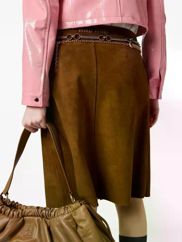 Miu Miu Suede Wrap Skirt - Brown