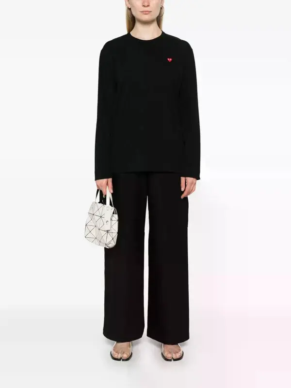 Play Comme Des Garcon Long Sleeve T-shirt With Heart Patch - Black