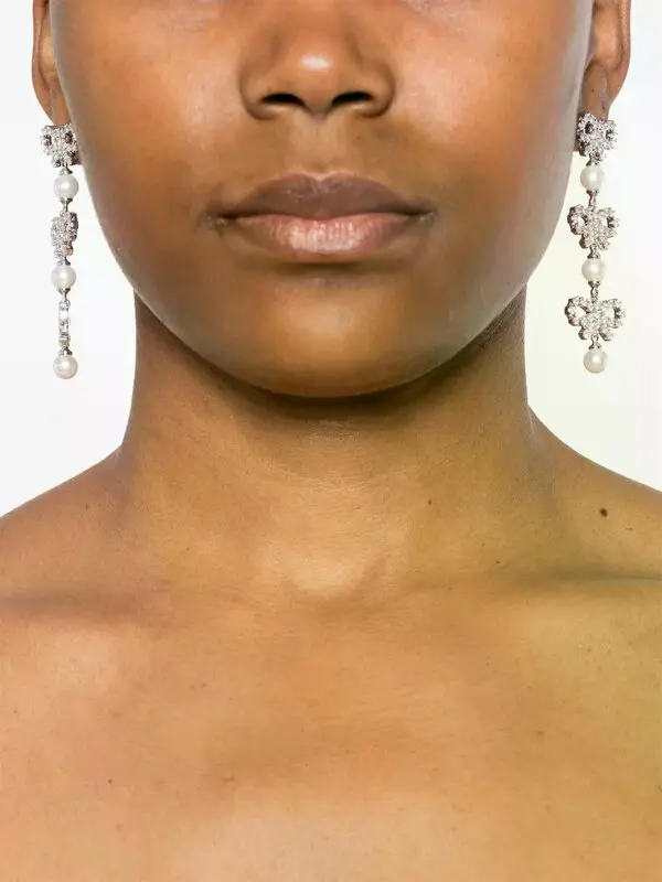 SELF-PORTRAIT Micro Bow Pearl-tiered Earrings
