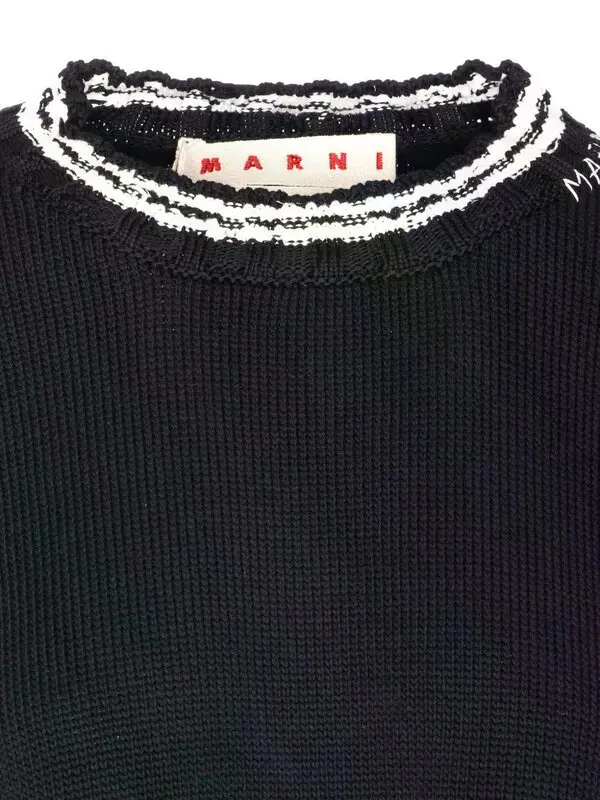 Marni Distressed Knit Jumper With Embroidered Logo