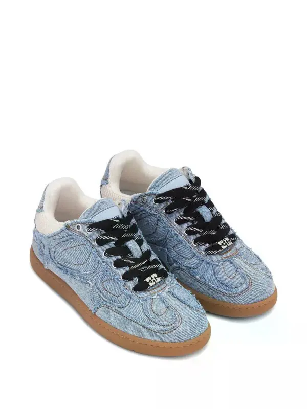 GANNI Paneled Raw-edge Lace-up Sneakers