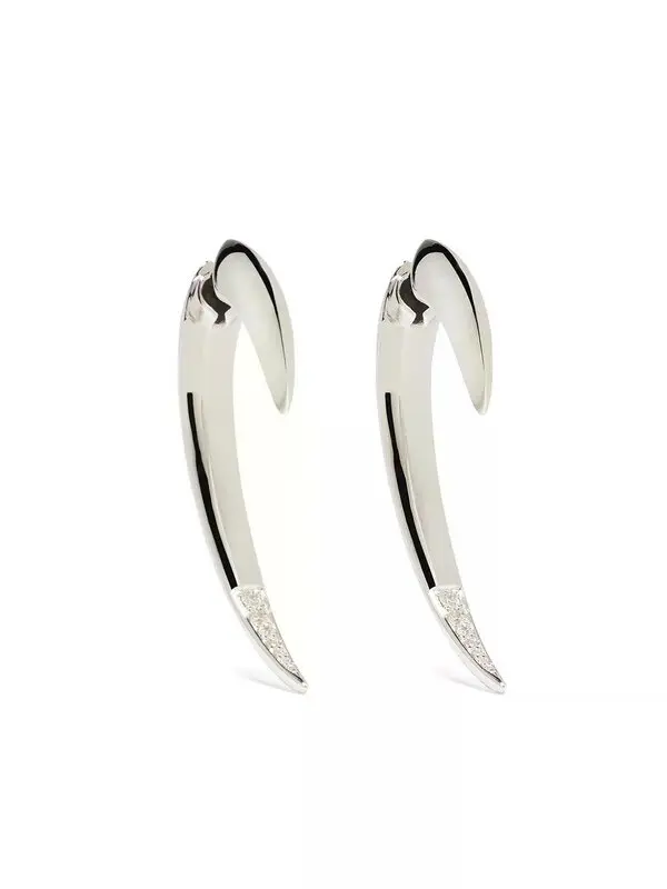 SHAUN LEANE Diamond Hook Earrings - Silver