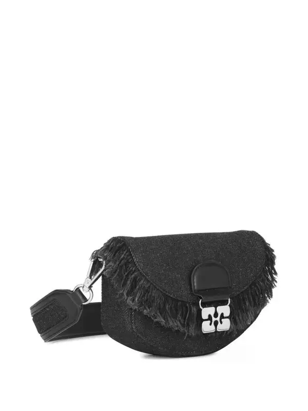 GANNI Denim Crossbody Bag With Frayed Detailing
