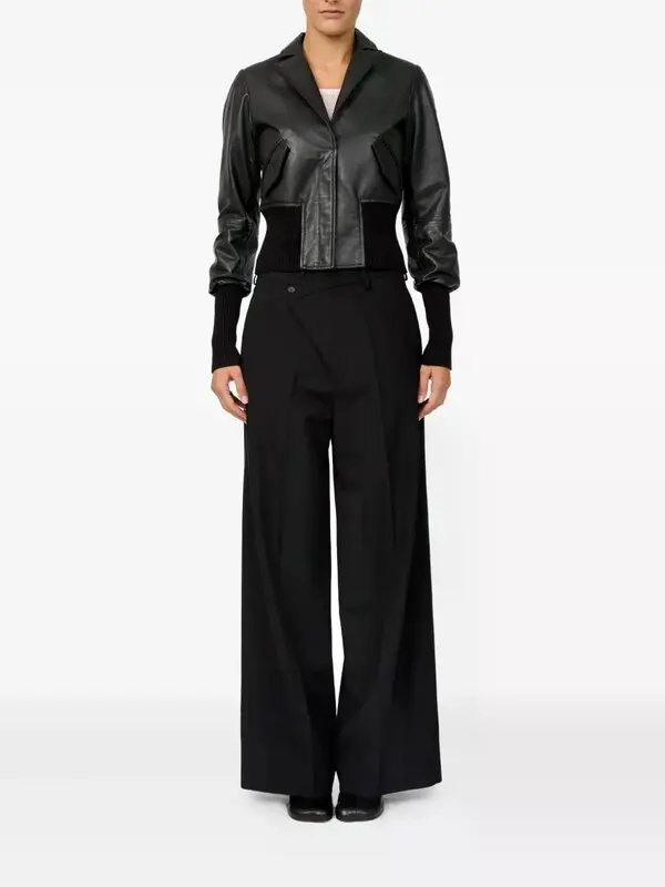 MAISON MARGIELA Leather Jacket With Notched Lapels And Elasticated Hem