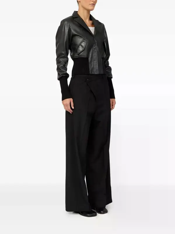 MAISON MARGIELA Leather Jacket With Notched Lapels And Elasticated Hem
