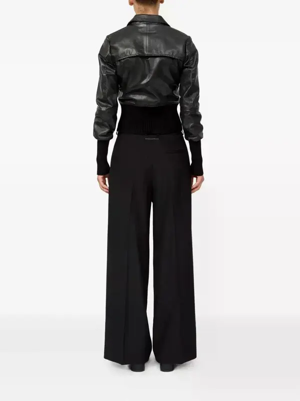 MAISON MARGIELA Leather Jacket With Notched Lapels And Elasticated Hem