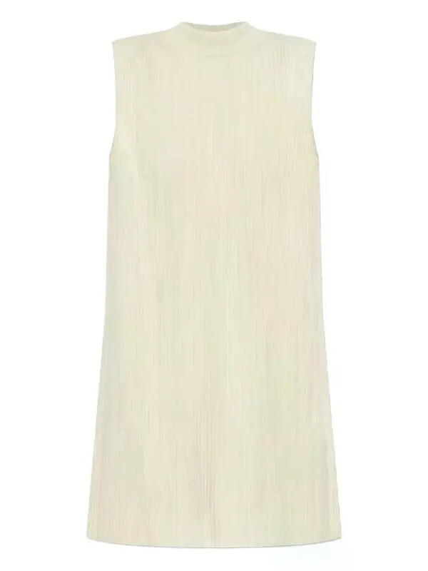 JIL SANDER Ribbed Sleeveless Mock Neck Sweater - Neutrals