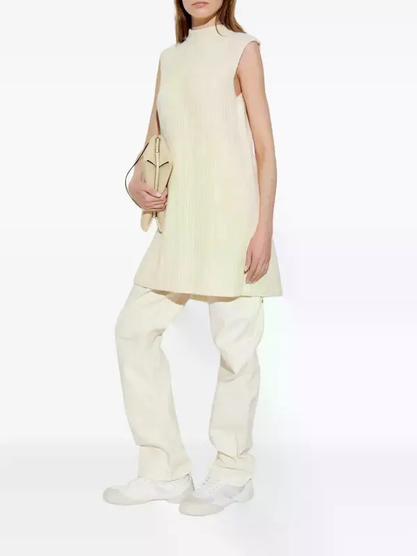 JIL SANDER Ribbed Sleeveless Mock Neck Sweater
