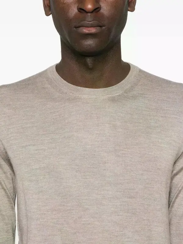 Fedeli Fine-knit Crew Neck Sweater - Neutrals