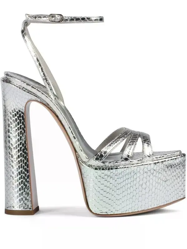 LE SILLA Tone High Block Heel Platform Sandals - Silver