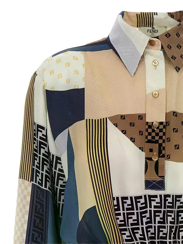Fendi Geometric Print Silk Belted Dress