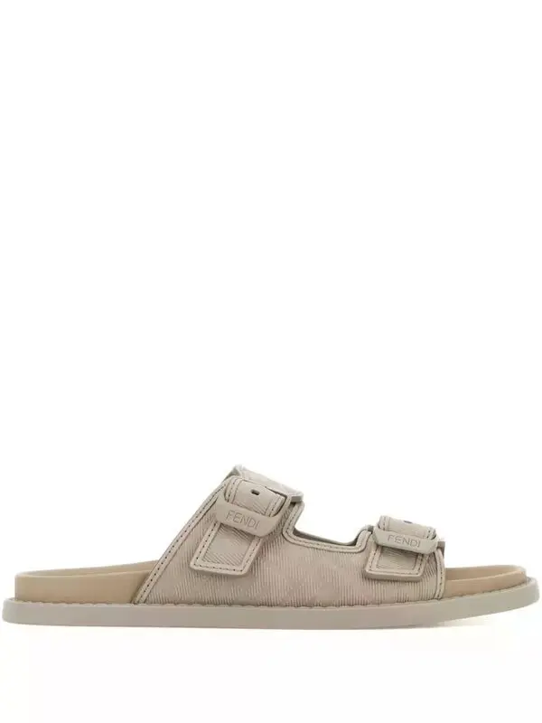 Fendi Leather Flap Sandals - Neutrals