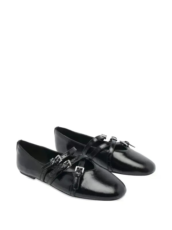 Michael Kors Leather Ballet Flats With Buckle Detailing