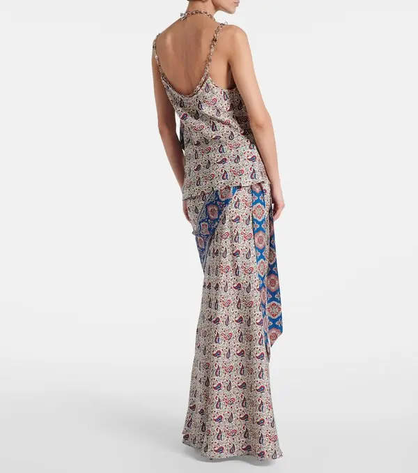 Rabanne Chain-detail Paisley Satin Camisole
