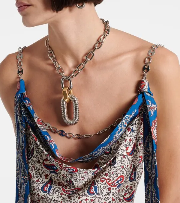 Rabanne Chain-detail Paisley Satin Camisole