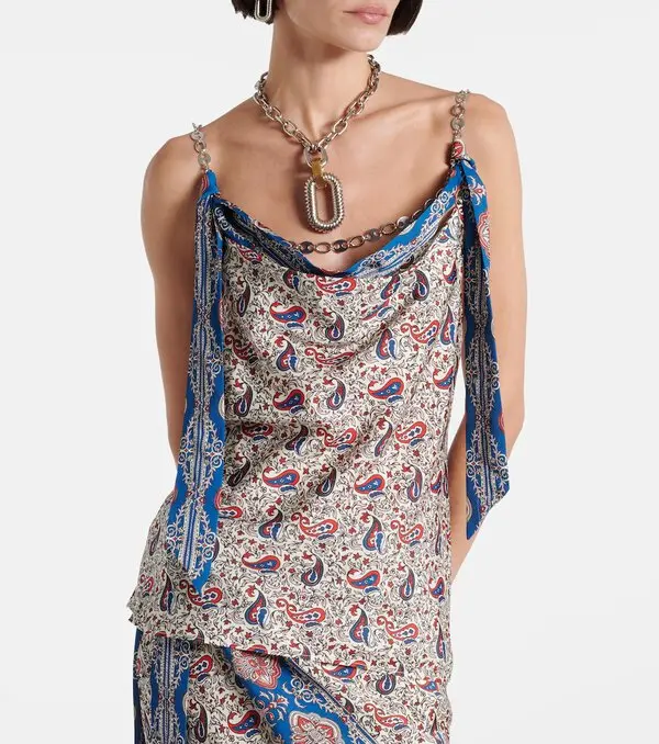 Rabanne Chain-detail Paisley Satin Camisole