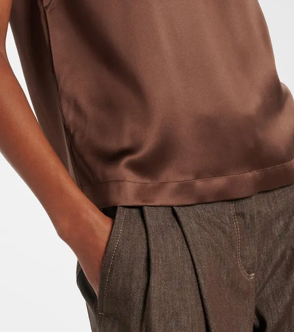 Brunello Cucinelli Monili Silk-blend Satin T-shirt