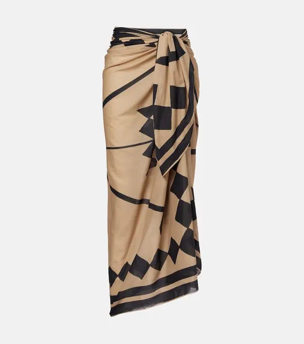 Johanna Ortiz Cotton Printed Beach Cover-up - Brown