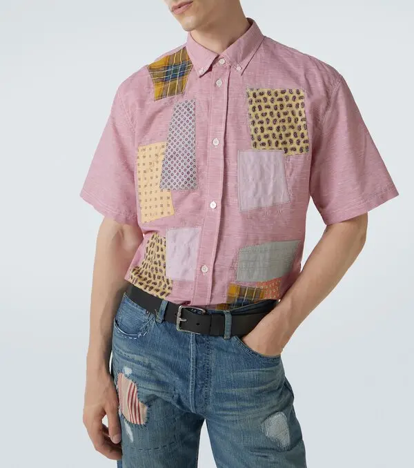 Junya Watanabe Patchwork Linen And Cotton Bowling Shirt