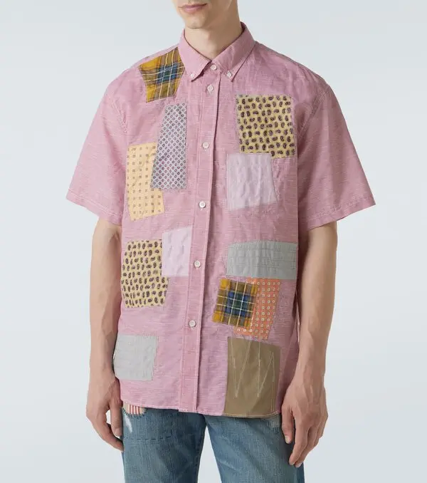 Junya Watanabe Patchwork Linen And Cotton Bowling Shirt