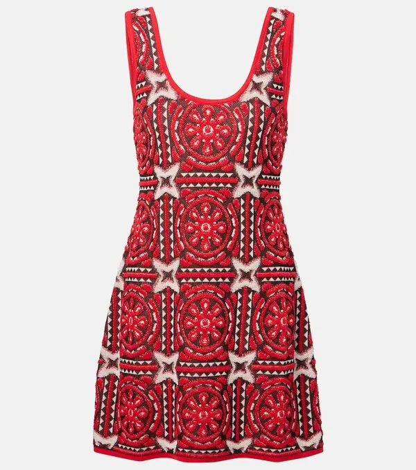 La DoubleJ Sole Star Jacquard Mini Dress - Red