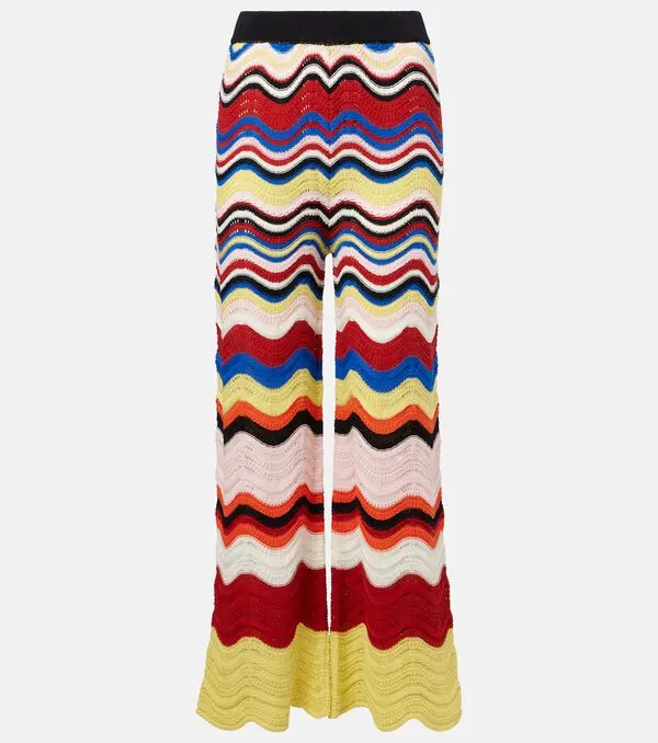 La DoubleJ Chevron Crochet Cotton Wide-leg Trousers