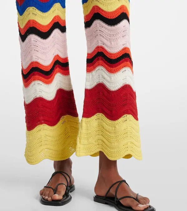 La DoubleJ Chevron Crochet Cotton Wide-leg Trousers