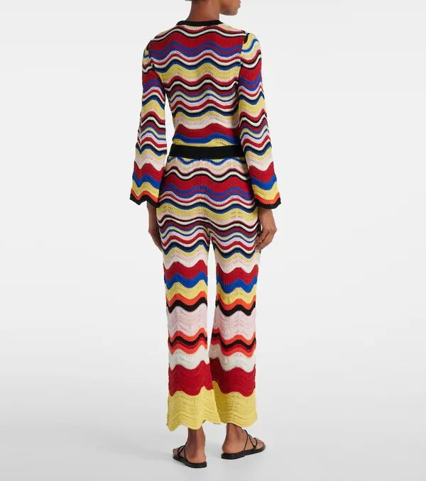 La DoubleJ Chevron Crochet Cotton Wide-leg Trousers