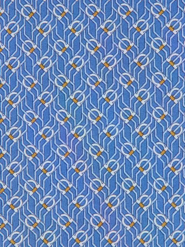 FERRAGAMO Silk Graphic Print Neck Tie - Blue