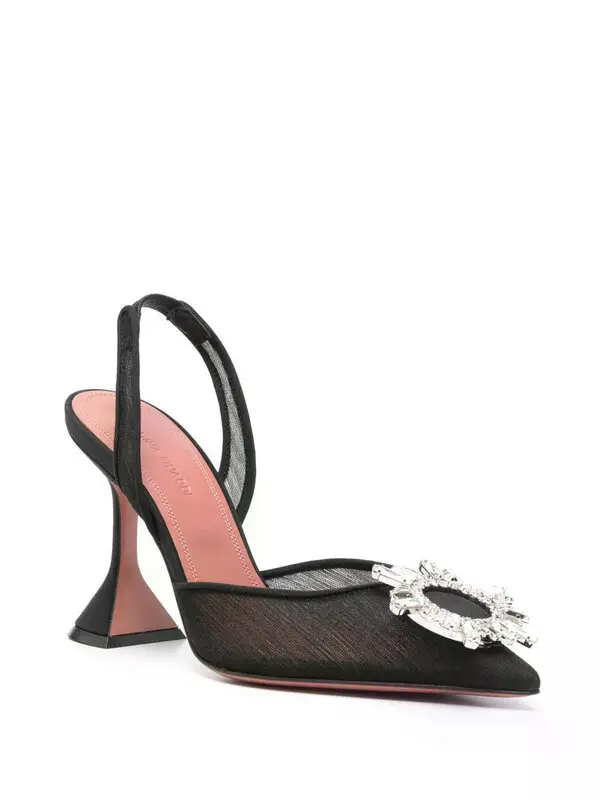 Amina Muaddi 90mm Begum Glass Slingback Pumps