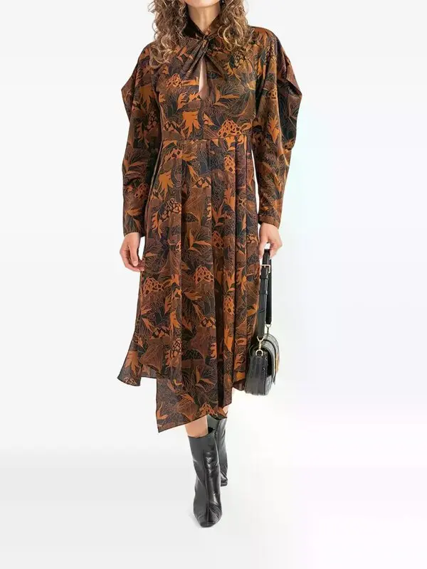 BOSS Floral Print Long Sleeve Dress