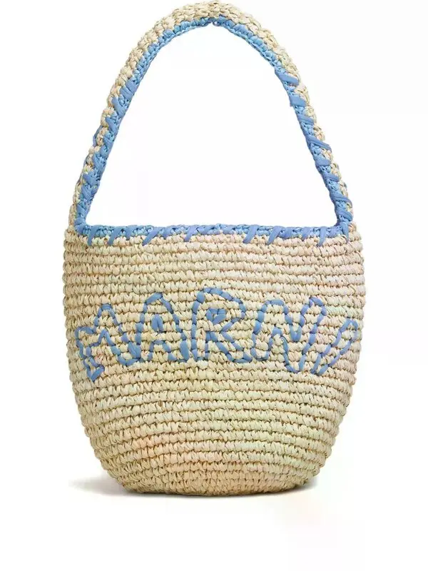 Marni Crochet-embroidered Shoulder Bag - Neutrals